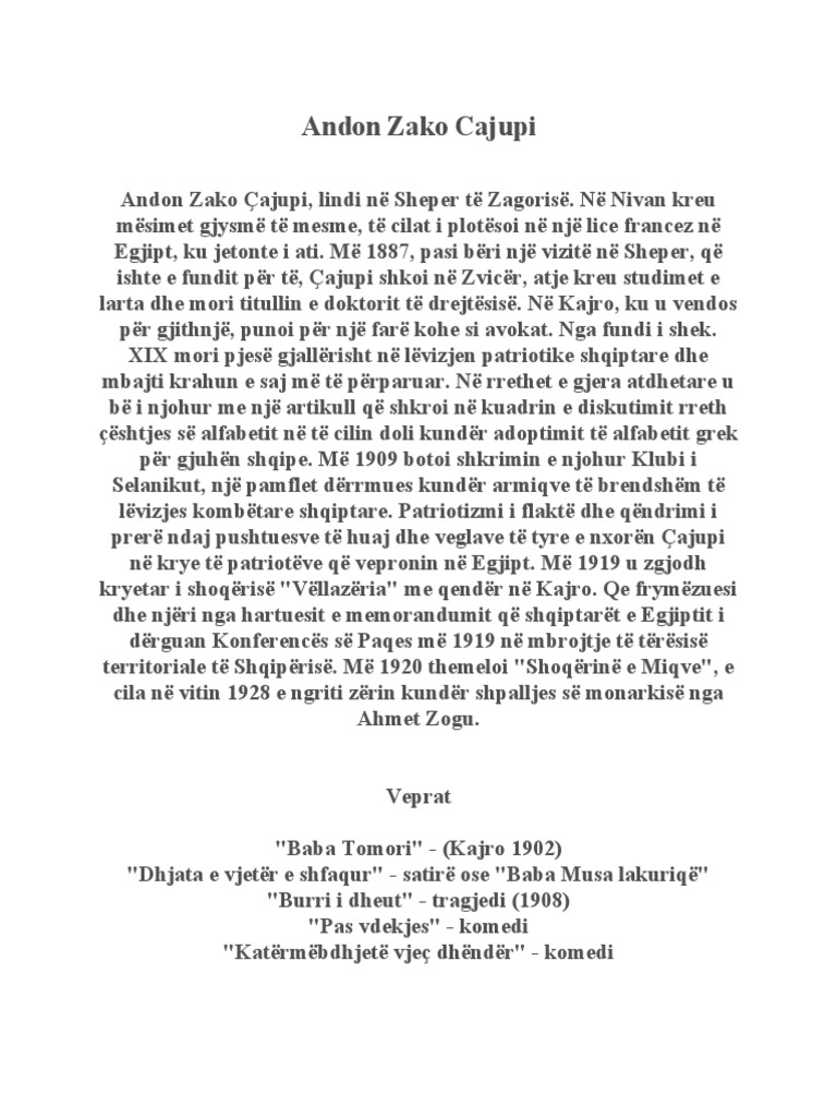 Andon Zako Cajupi | PDF