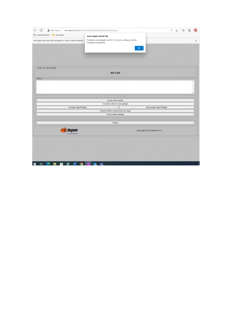 Erro Do Leitor de Cartão Repom | PDF