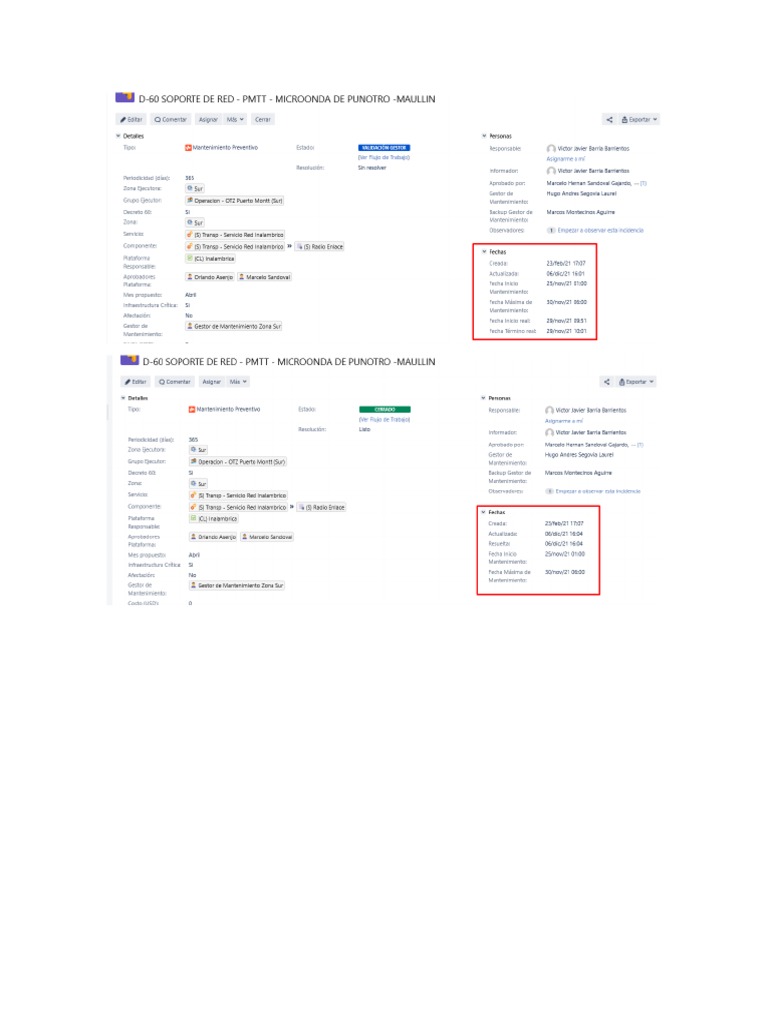 Revision Fecha Real y Termino Real en Mantenimiento | PDF