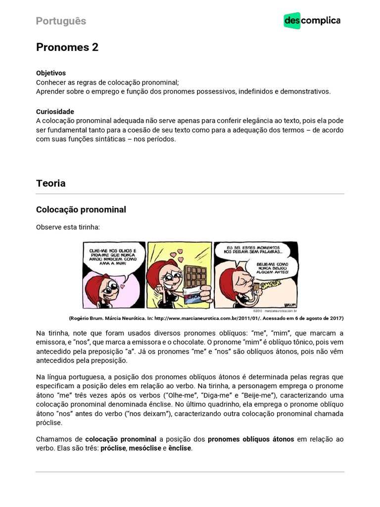 Pronomes 2 Pdf Pronome Gramática