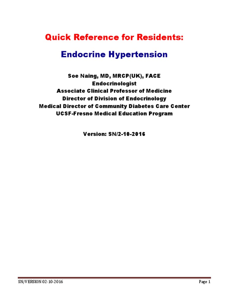 Endocrine Hypertension Overview Guide | PDF | Causes Of Death ...