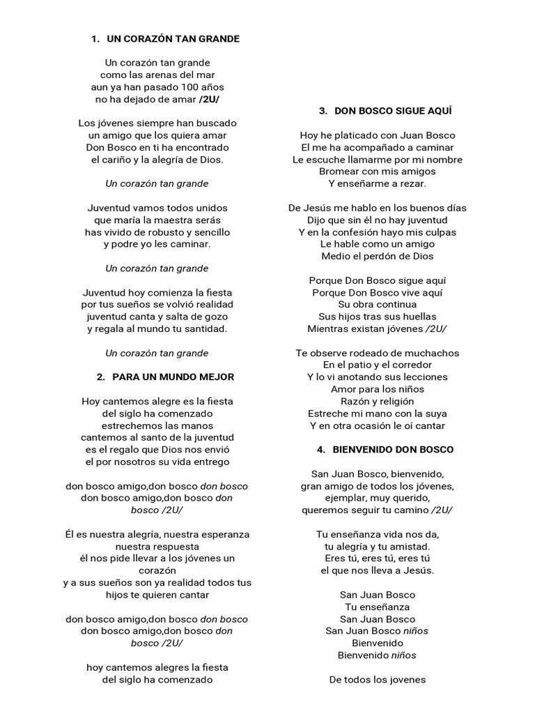 Cantos Don Bosco | PDF | Amor