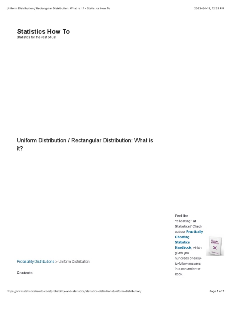 Uniform Distribution : Rectangular Distribution: What is it? | PDF ...