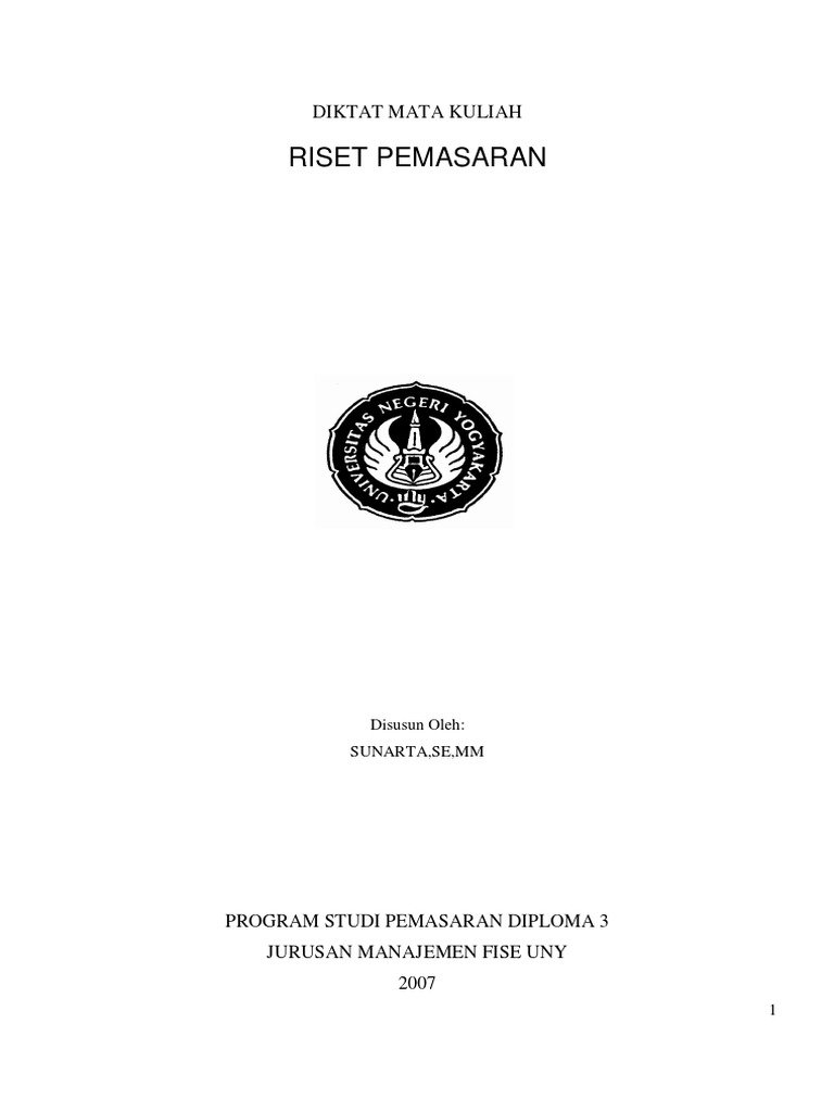 Riset Pemasaran: Diktat Mata Kuliah | PDF
