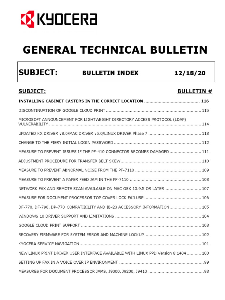 General Technical Bulletin: Subject | PDF | Device Driver | Windows 10