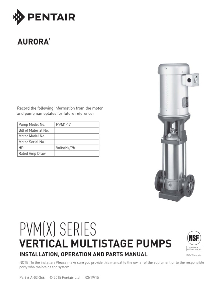 PVM (X) Series: Vertical Multistage Pumps | PDF | Pump | Valve