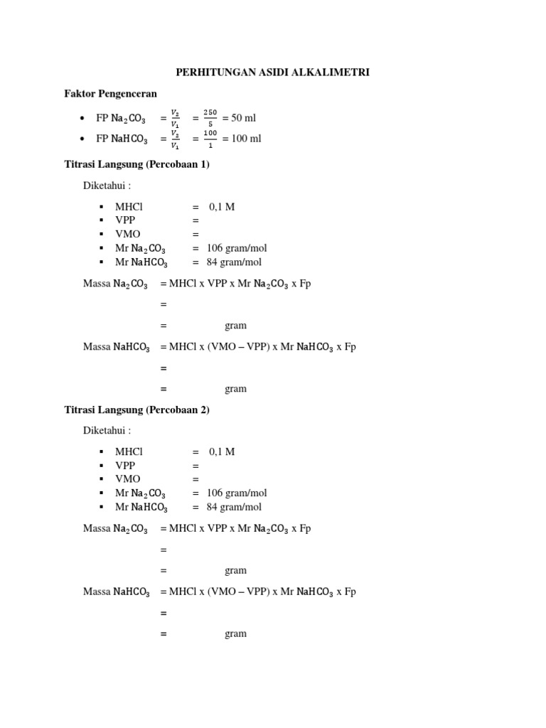 PERHITUNGAN ASIDI ALKALIMETRI | PDF | Arithmetic | Elementary Mathematics