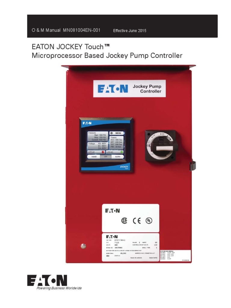 Eaton Jockey Touch™ Microprocessor Based Jockey Pump Controller | PDF | Relay | Menu (Computing)