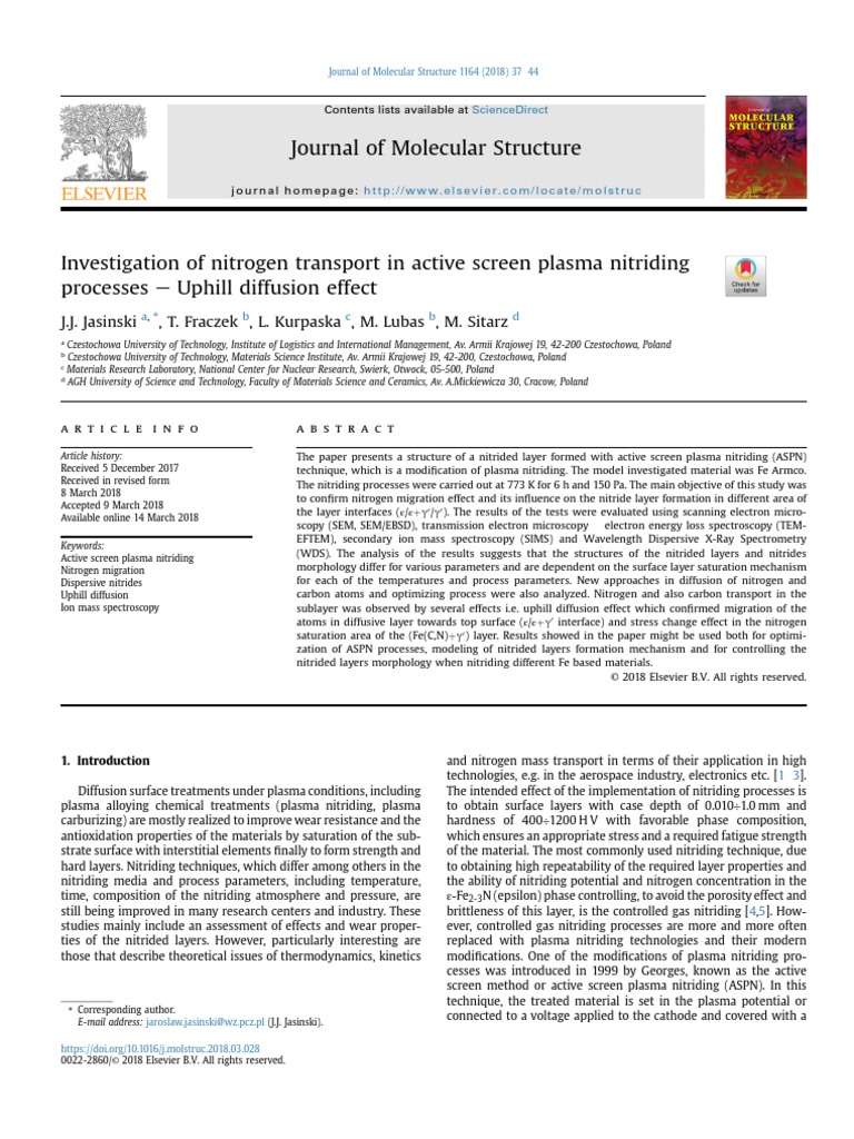 Jasinski 2018 | PDF | Sputtering | Diffusion