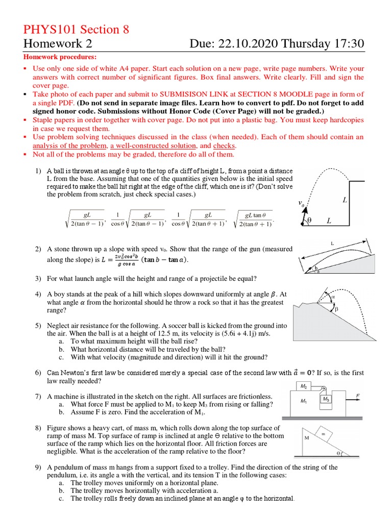 Phys101 8 hw2 | PDF | Rotation Around A Fixed Axis | Force