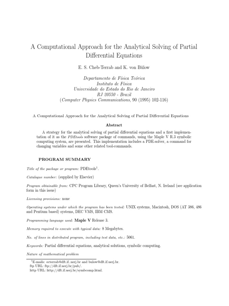 A Computational Approach For The Analytical Solving of Partial ... A Computational Approach For The Analytical Solving of Partial ...