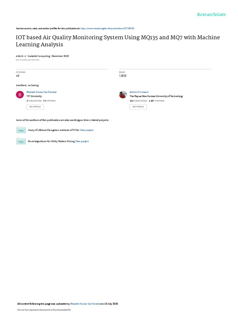 IOT Based Air Quality Monitoring System Using MQ13 | Download Free PDF ...