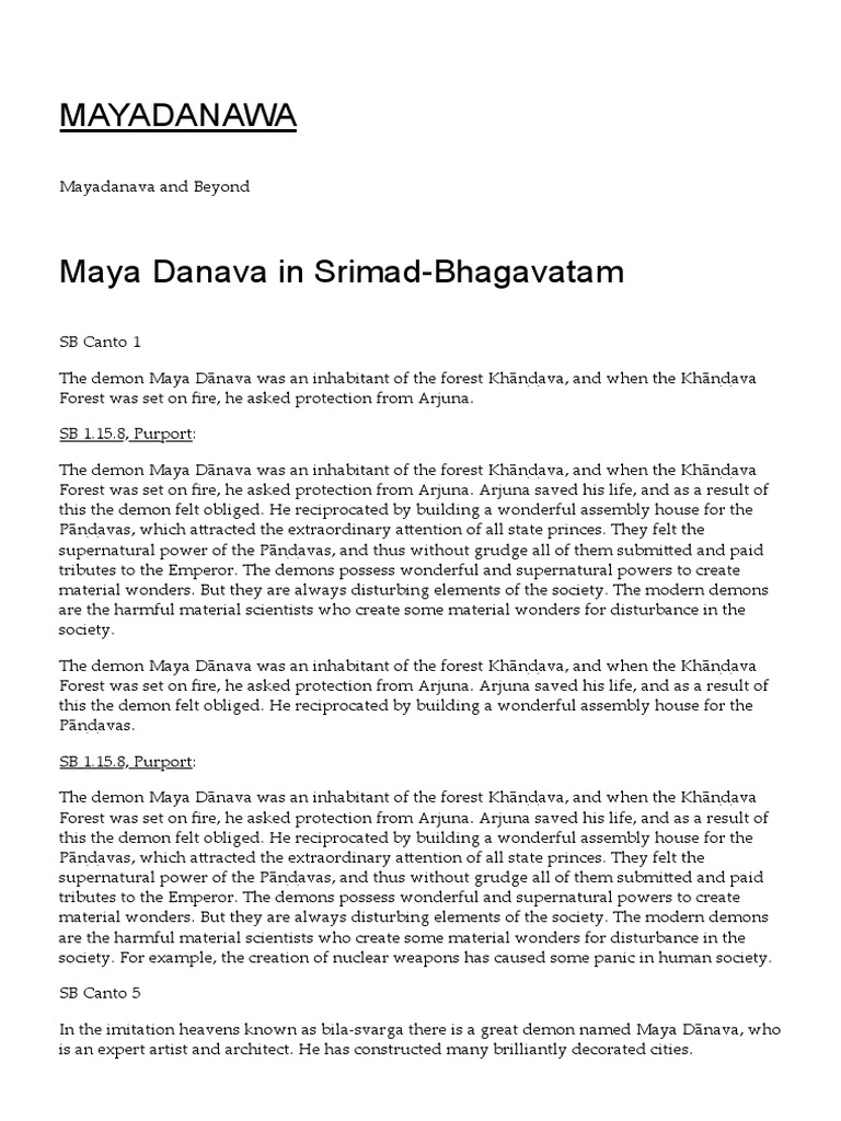 Maya Danava in Srimad-Bhagavatam - MAYADANAWA | PDF | Hindu Mythology ...