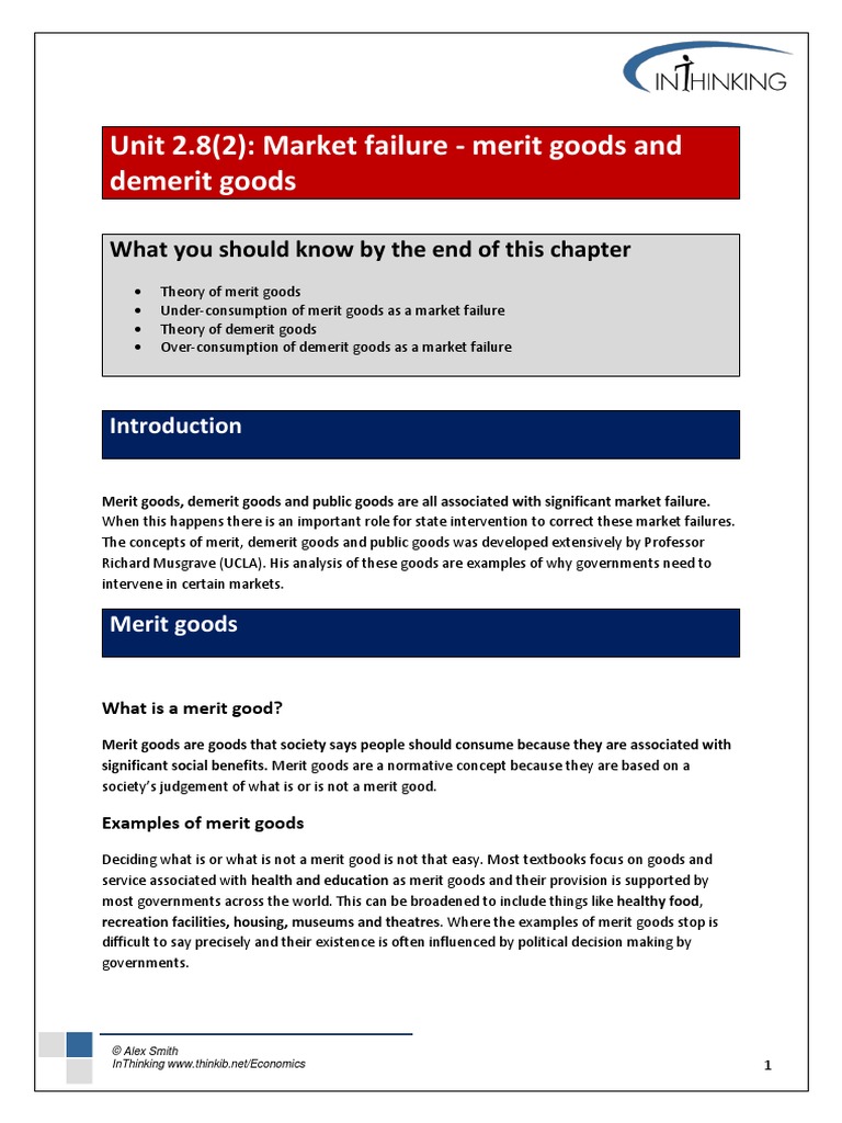 Unit 2.8 (2) Market Failure - Merit Goods and Demerit Goods | Download ...