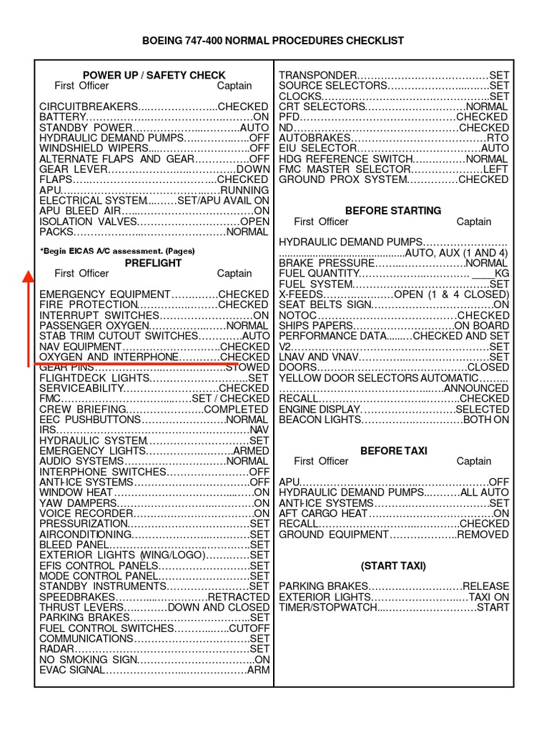 747 Checklist | PDF