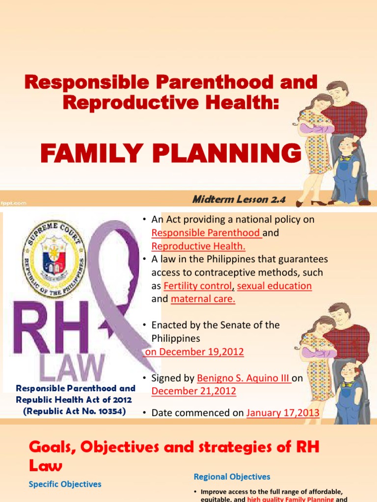 Responsible Parenthood and Reproductive Health:: Family Planning | PDF | Birth Control | Family ...