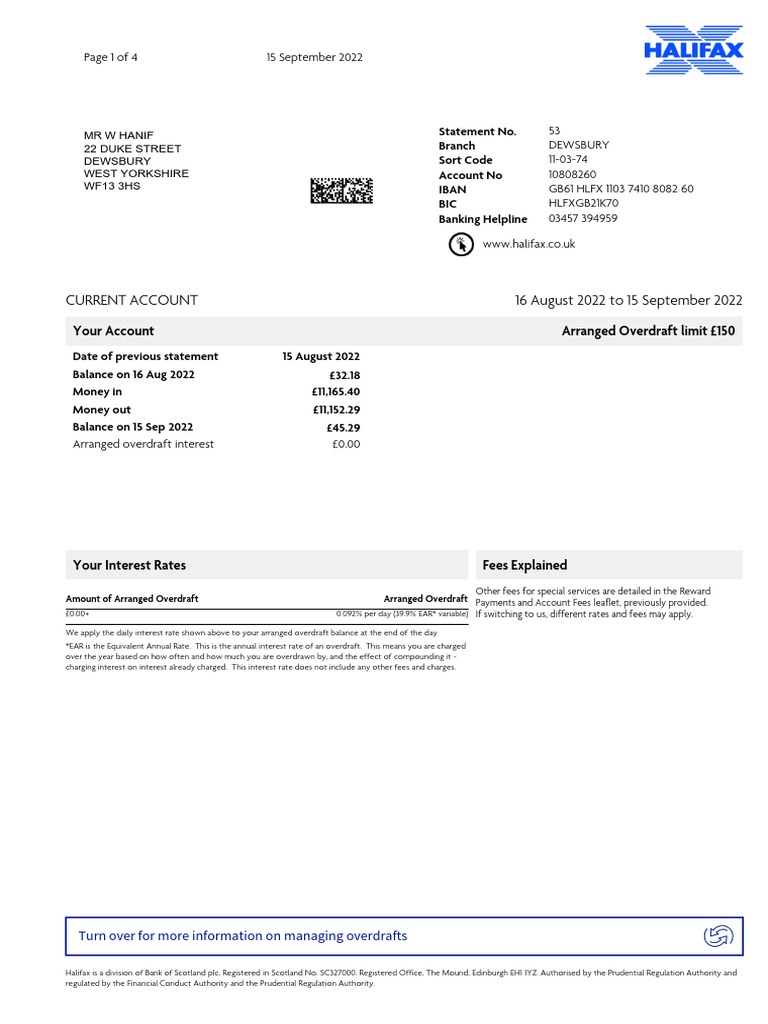 Current Account 16 August 2022 To 15 September 2022: Your Account ...