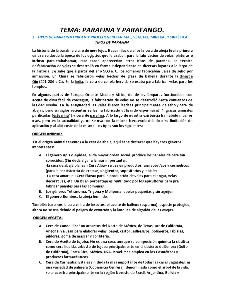 Beneficios y Usos de la Parafina y Parafango | PDF | Queroseno | Medicina CLINICA