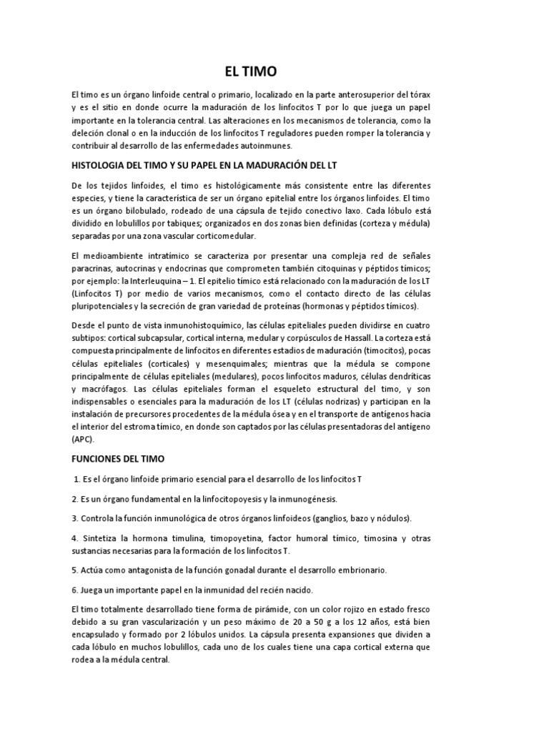 El Timo | Descargar gratis PDF | Timo | Sistema inmune