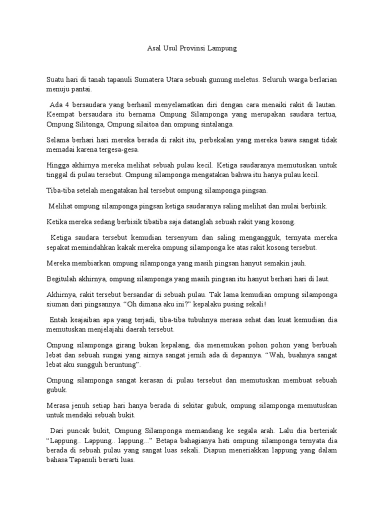 Asal Usul Provinsi Lampung | PDF