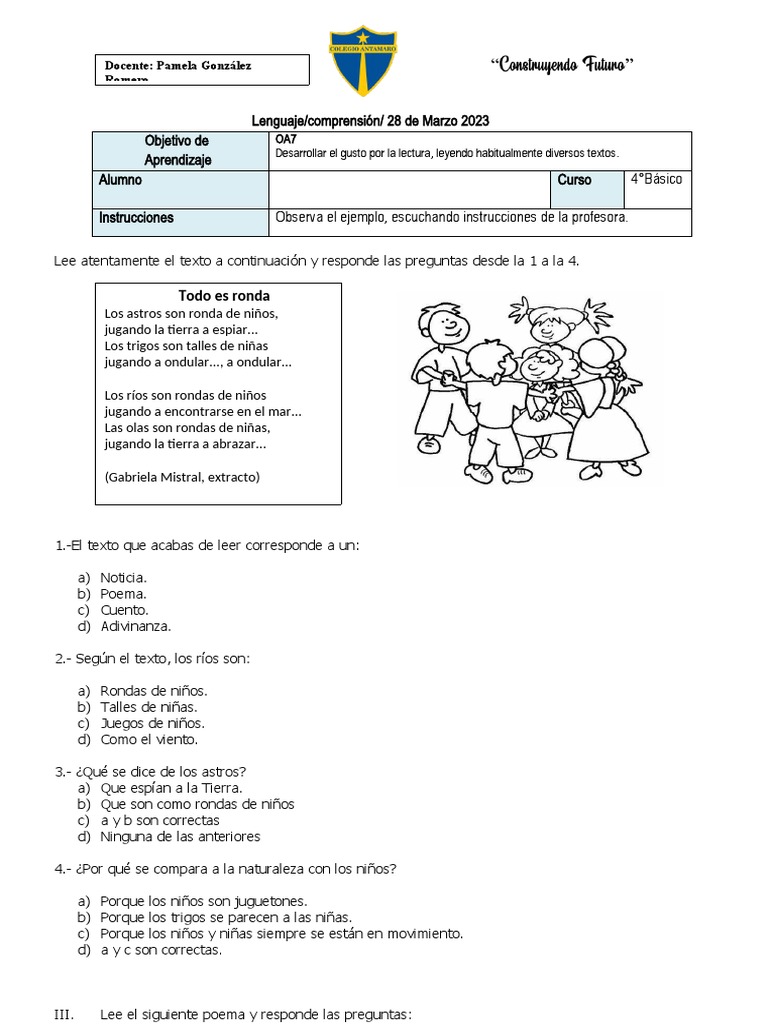 Comprensión Lectora para Cuarto Grado | PDF