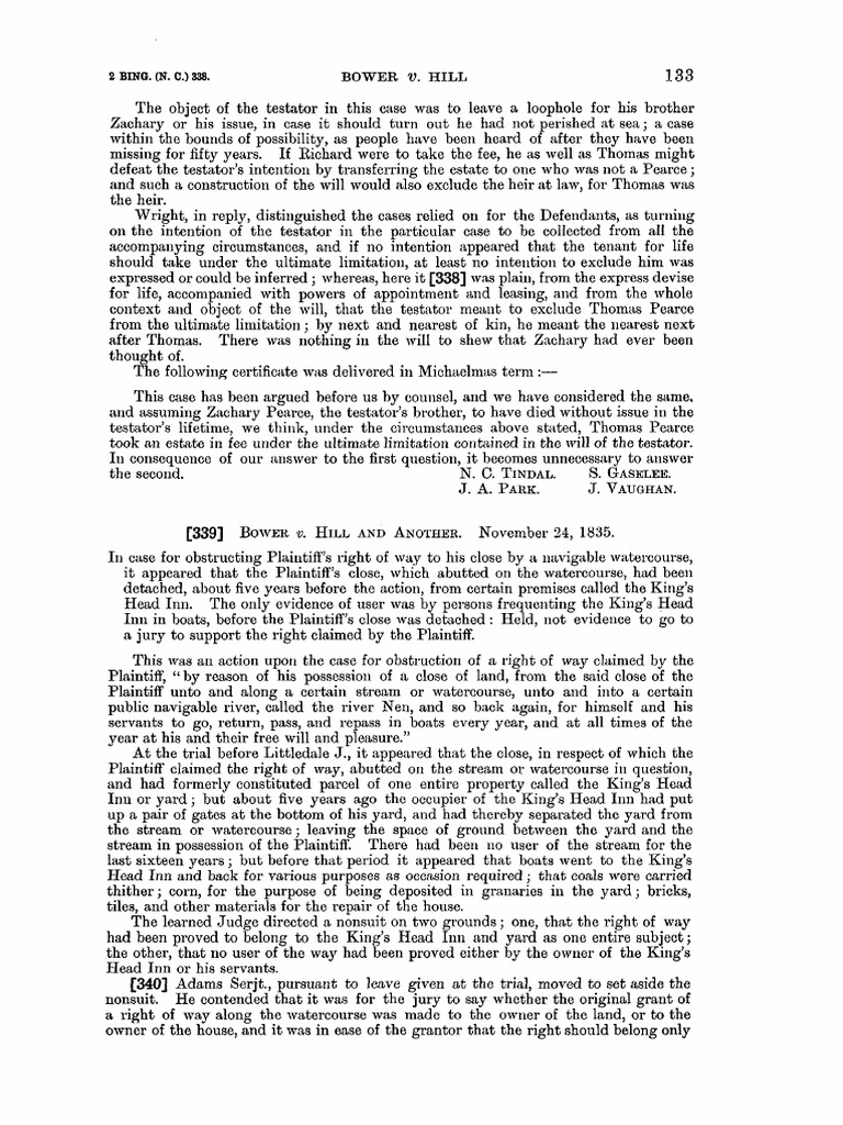 1835 132 ER 133 - Bower V Hill | PDF | Bankruptcy | Assignment (Law)