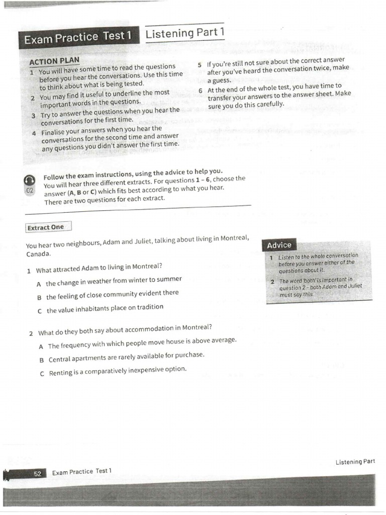 Advanced Listening Parts 1 and 3 | PDF