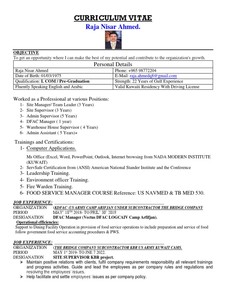 Nisar Ahmed (CV) | PDF | Warehouse | Employment