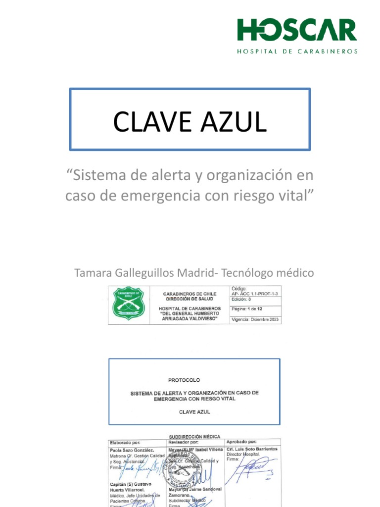 Clave Azul: "Sistema de Alerta y Organización en Caso de Emergencia Con ...