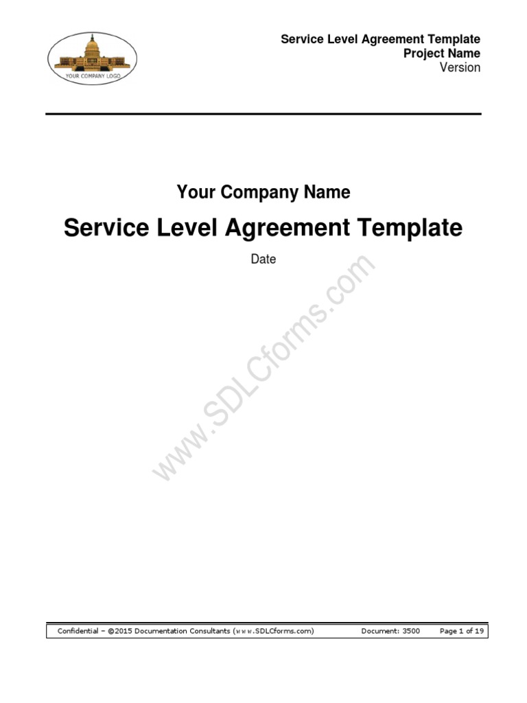 Service Level Agreement Template: Your Company Name | PDF | Disaster ...