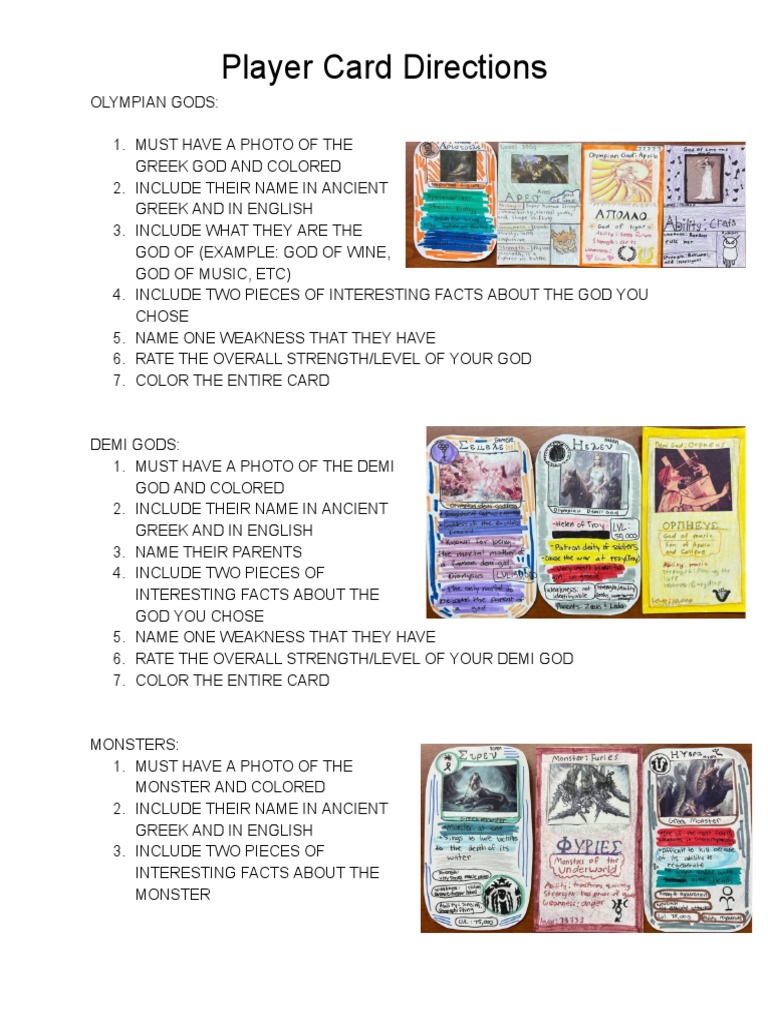 Player Cards With Examples | PDF