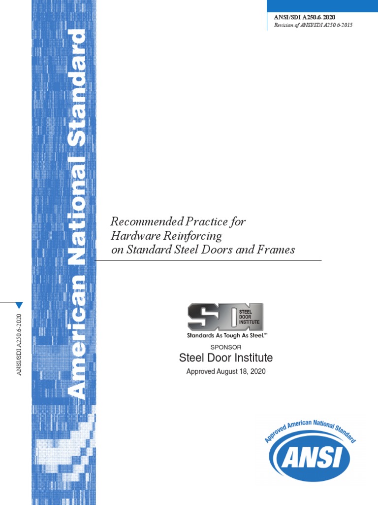 Recommended Practice For Hardware Reinforcing On Standard Steel Doors ...