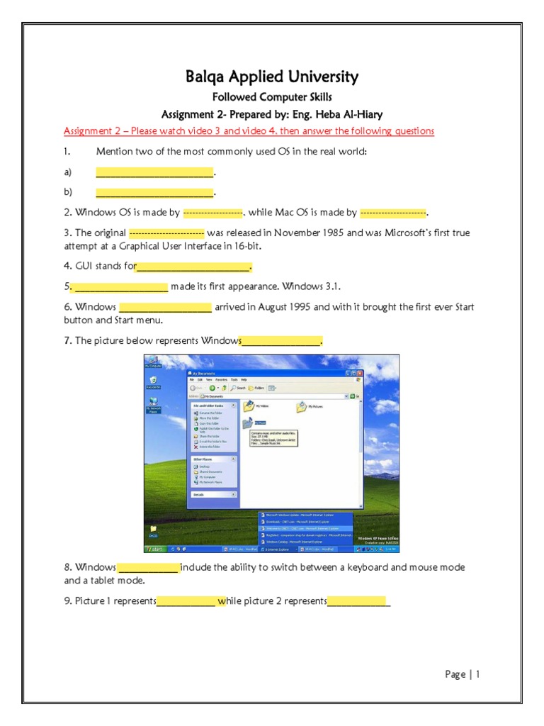 Computer Skills Assignment Overview | PDF