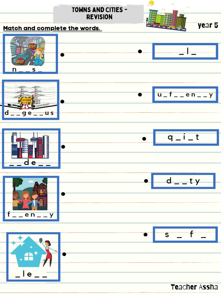 Year 5: Towns and Cities - Revision | PDF