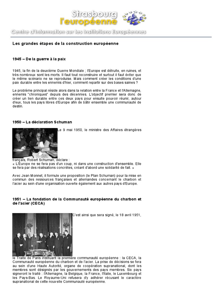Histoire de l'Union Européenne | PDF | Communauté économique européenne ...