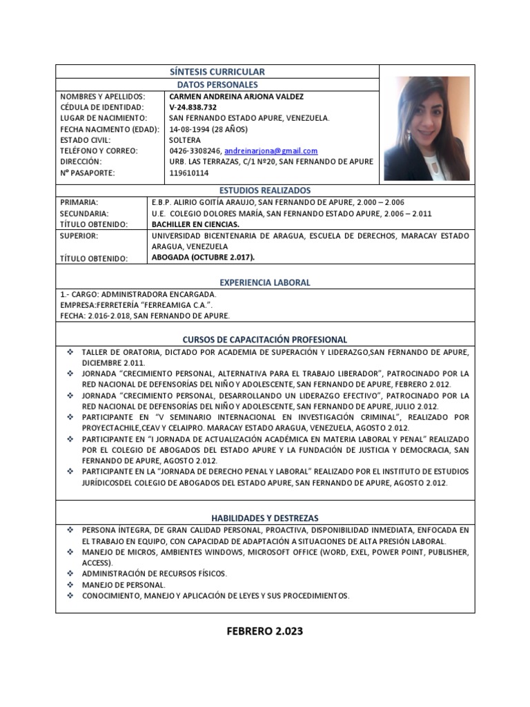 SINTESIS CURRICULAR Andreina-1 | PDF SINTESIS CURRICULAR Andreina-1 | PDF