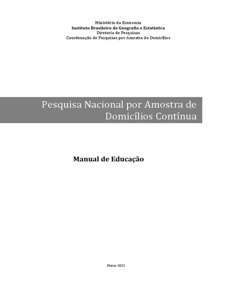 Manual de Educação da PNAD Contínua | PDF | Educação à distância | Pós ...