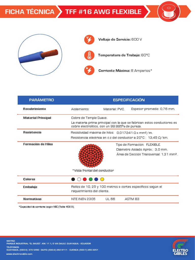 Ficha-Tecnica-Tff-Flexible - AWG16 | PDF
