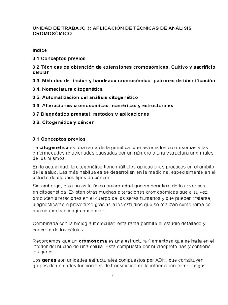 UT 3 Aplicación de Técnicas de Análisis Cromosómico. | PDF | Cromosoma ...