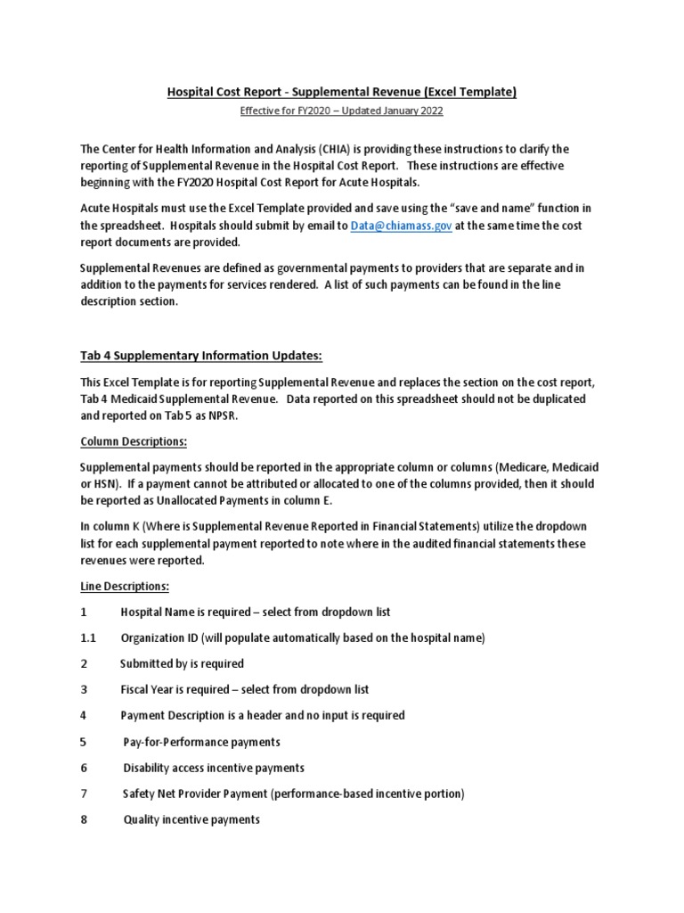 Supplemental Revenue Reporting Guide | PDF | Medicaid | Medicare ...