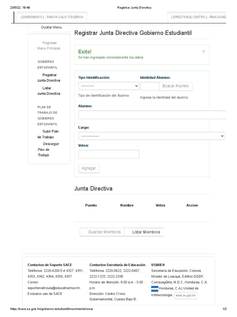 Registrar Junta Directiva Gobierno Escolar | PDF | Informática