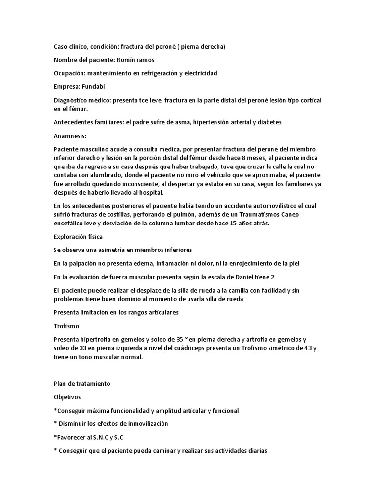 Caso Clínico Fractura-1 | PDF | Examen físico | Medicina CLINICA