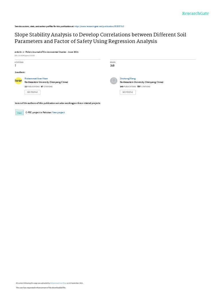 Correlations Between Soil Parameters, Slope Stabilization Methods, and ...