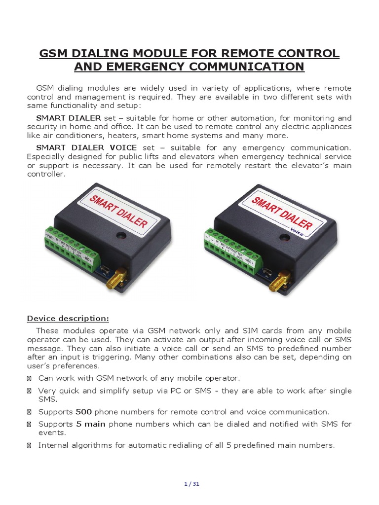 GSM Dialer MANUAL EN | PDF | Telephone Call | Power Supply