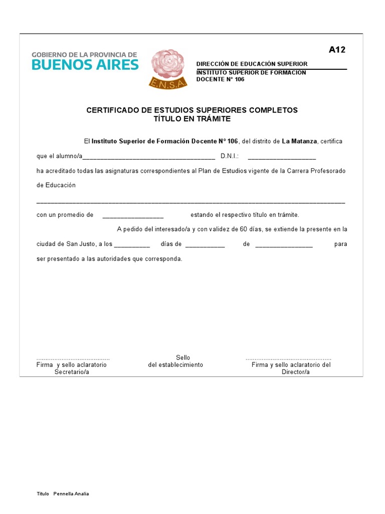 Formulario A12 | PDF