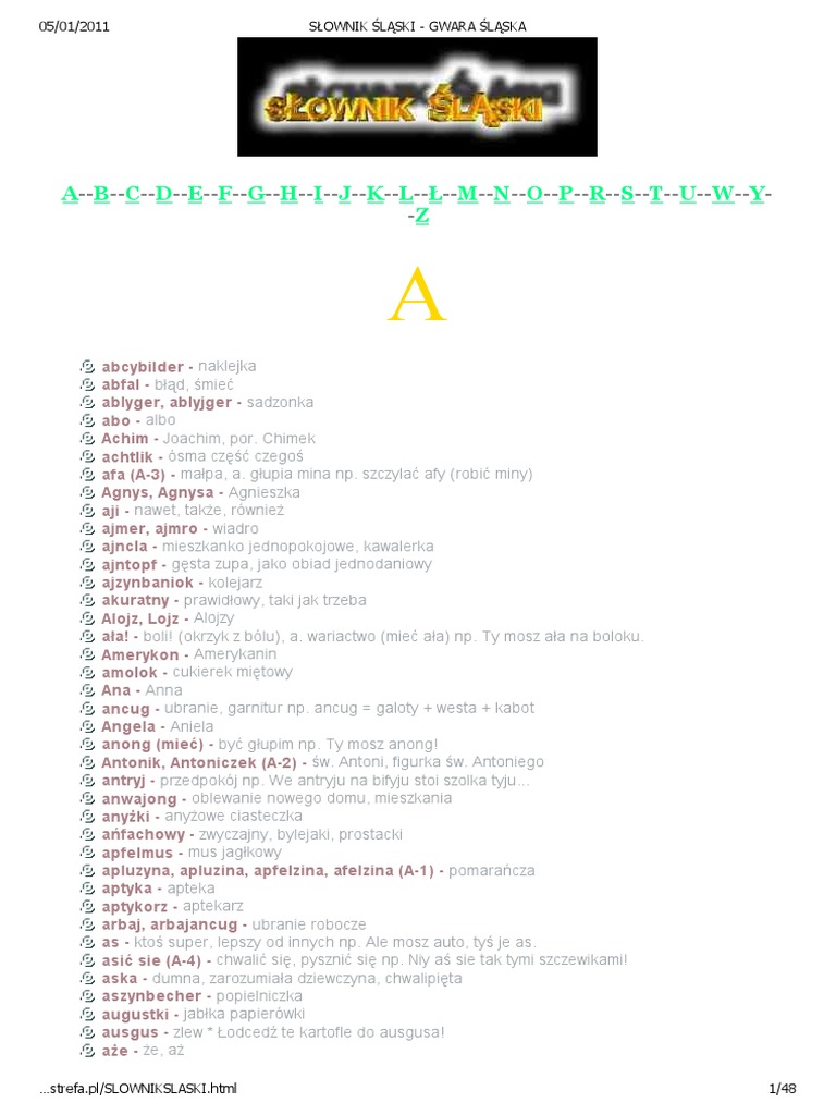 Slownik Slaski - Gwara Slaska | PDF