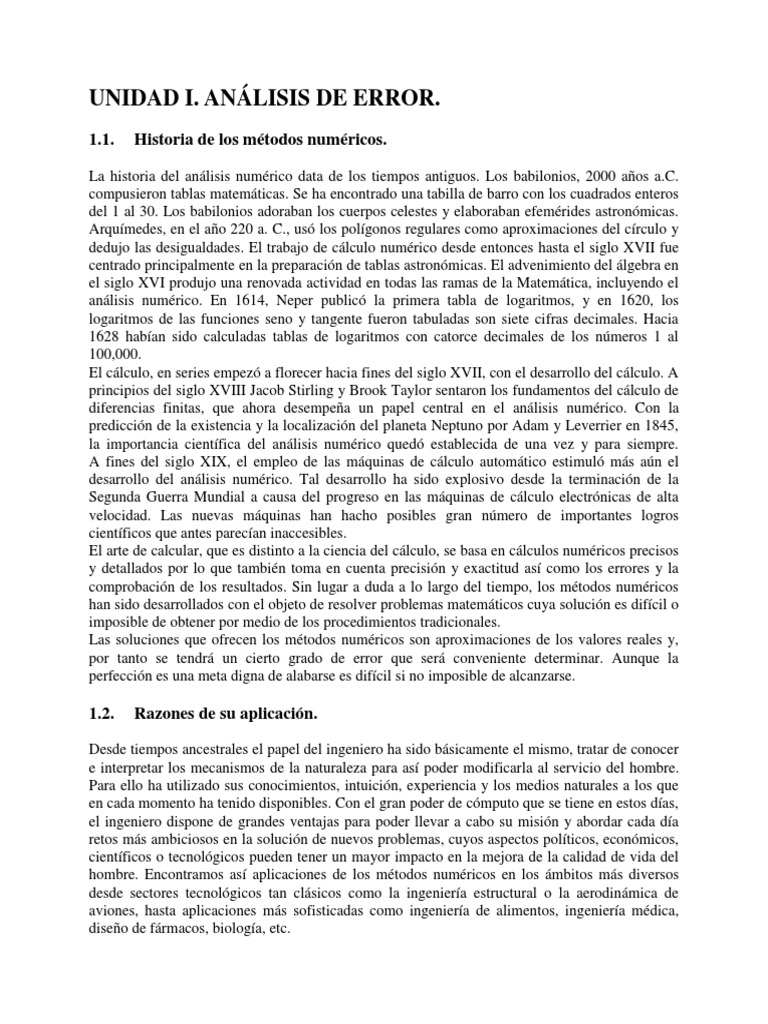 Analisis Numerico. Unidad I. 2022 | PDF | Exactitud y precisión | Análisis numérico