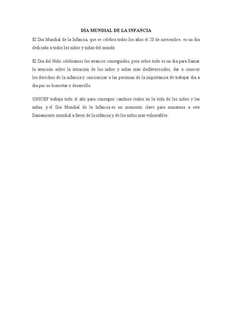 Día Mundial de La Infancia | PDF