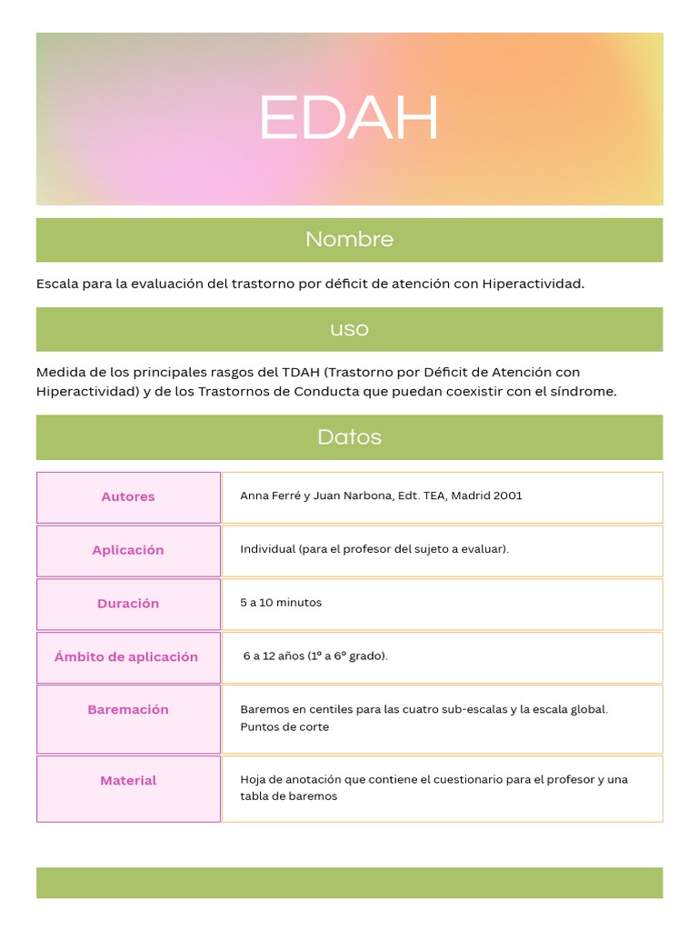 Ficha Técnica EDAH | PDF