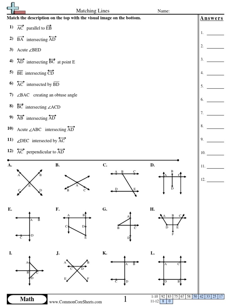 worksheet all matching lines | PDF | Perpendicular | Elementary Geometry